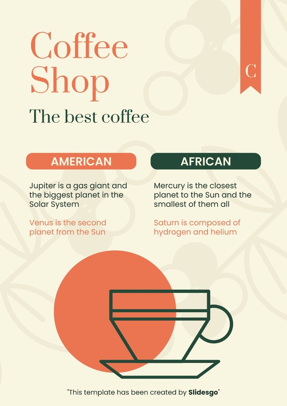 Coffee Shop Printable Menu for International Coffee Day