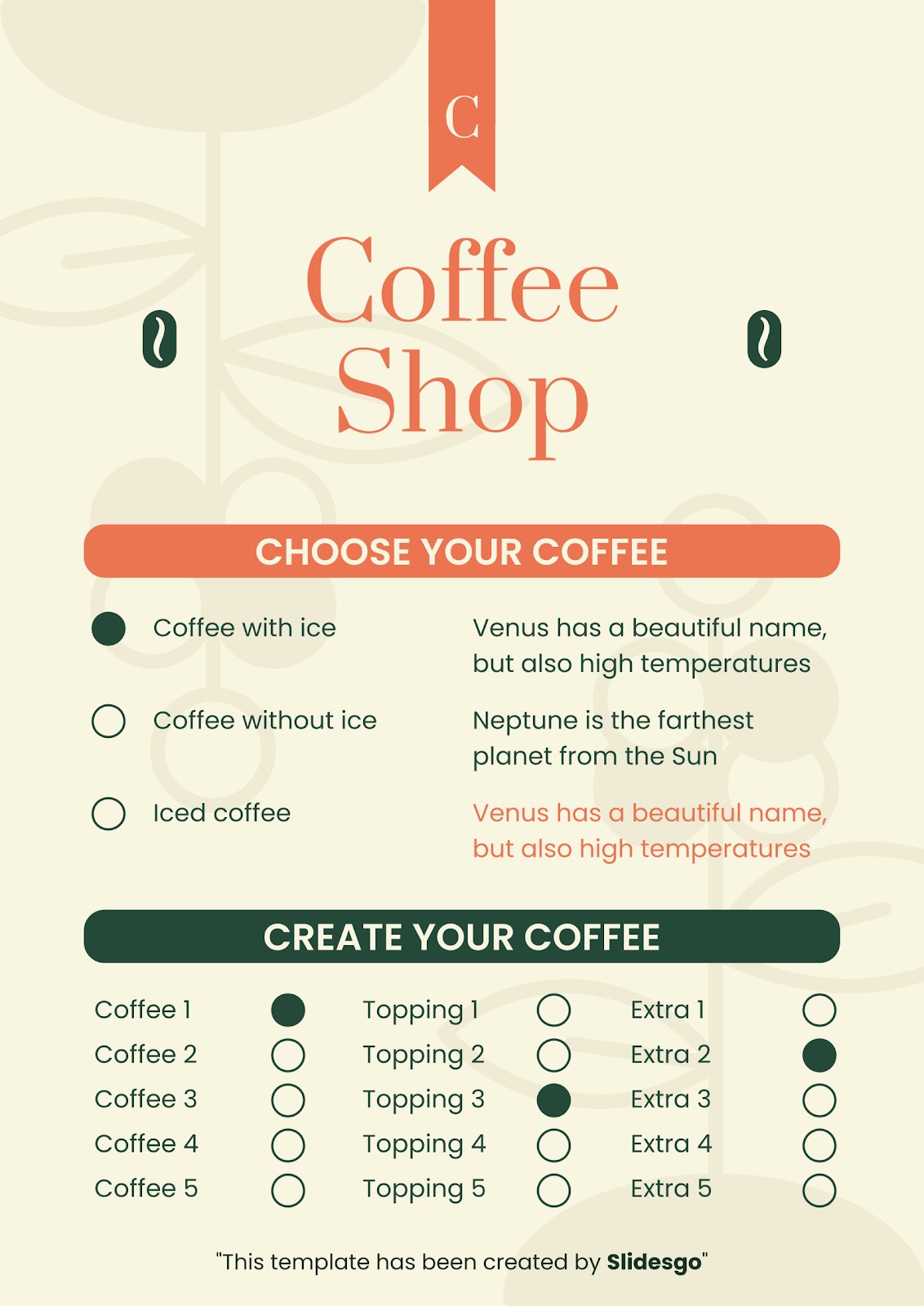 Coffee Shop Printable Menu for International Coffee Day