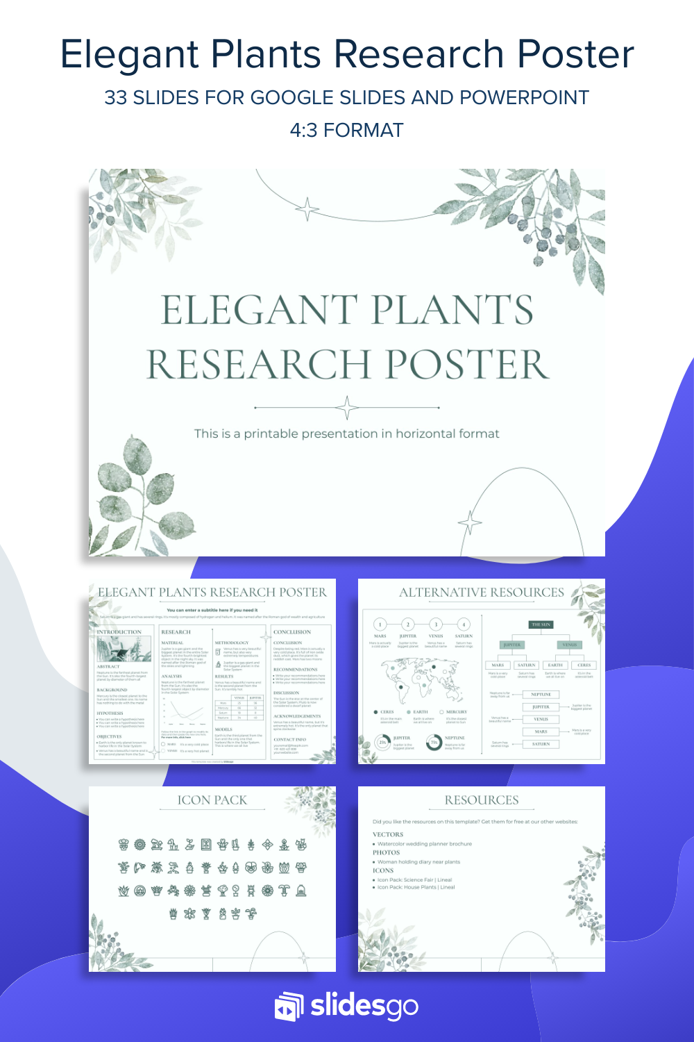 Elegant Plants Research Poster | Google Slides & PowerPoint