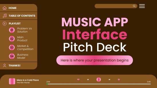 Music App Interface Pitch Deck | Google Slides & PowerPoint