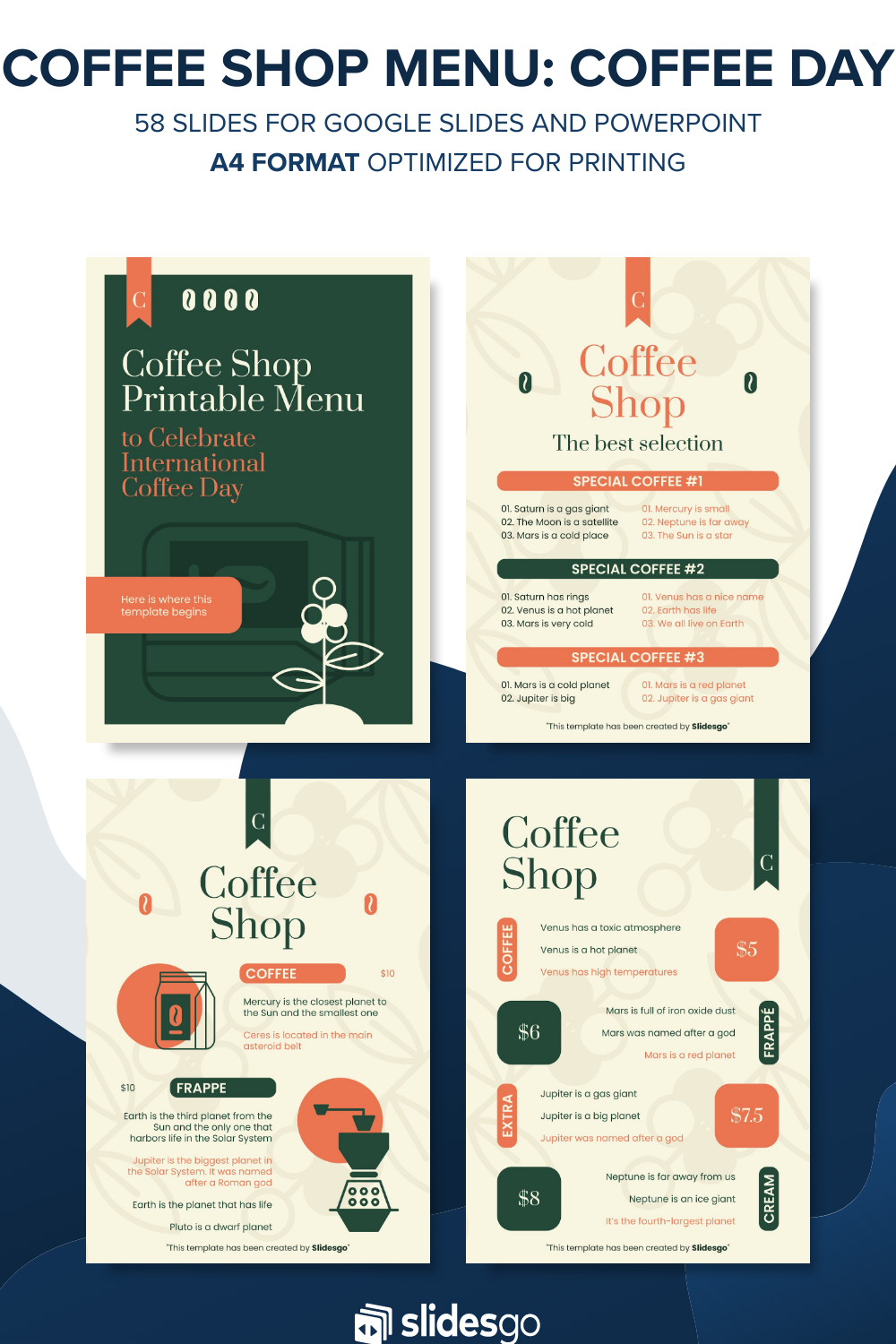 Coffee Shop Printable Menu for International Coffee Day