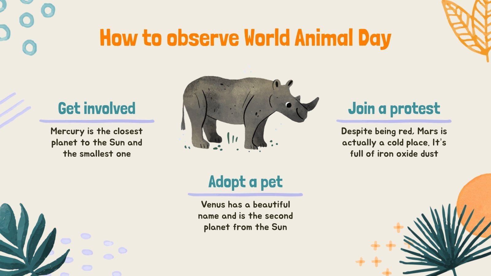Science Subject for Pre-K: World Animal Day | Google Slides