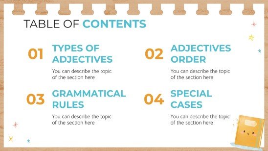 Grammar Subject for Elementary - 4th Grade: Ordering Adjectives