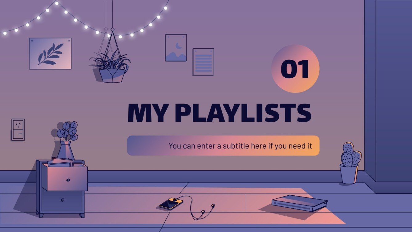 Mis playlist favoritas en estilo lo-fi | Google Slides y PPT