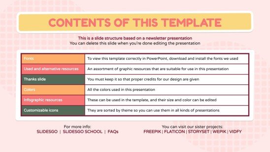 Newsletter con stickers cute de comida