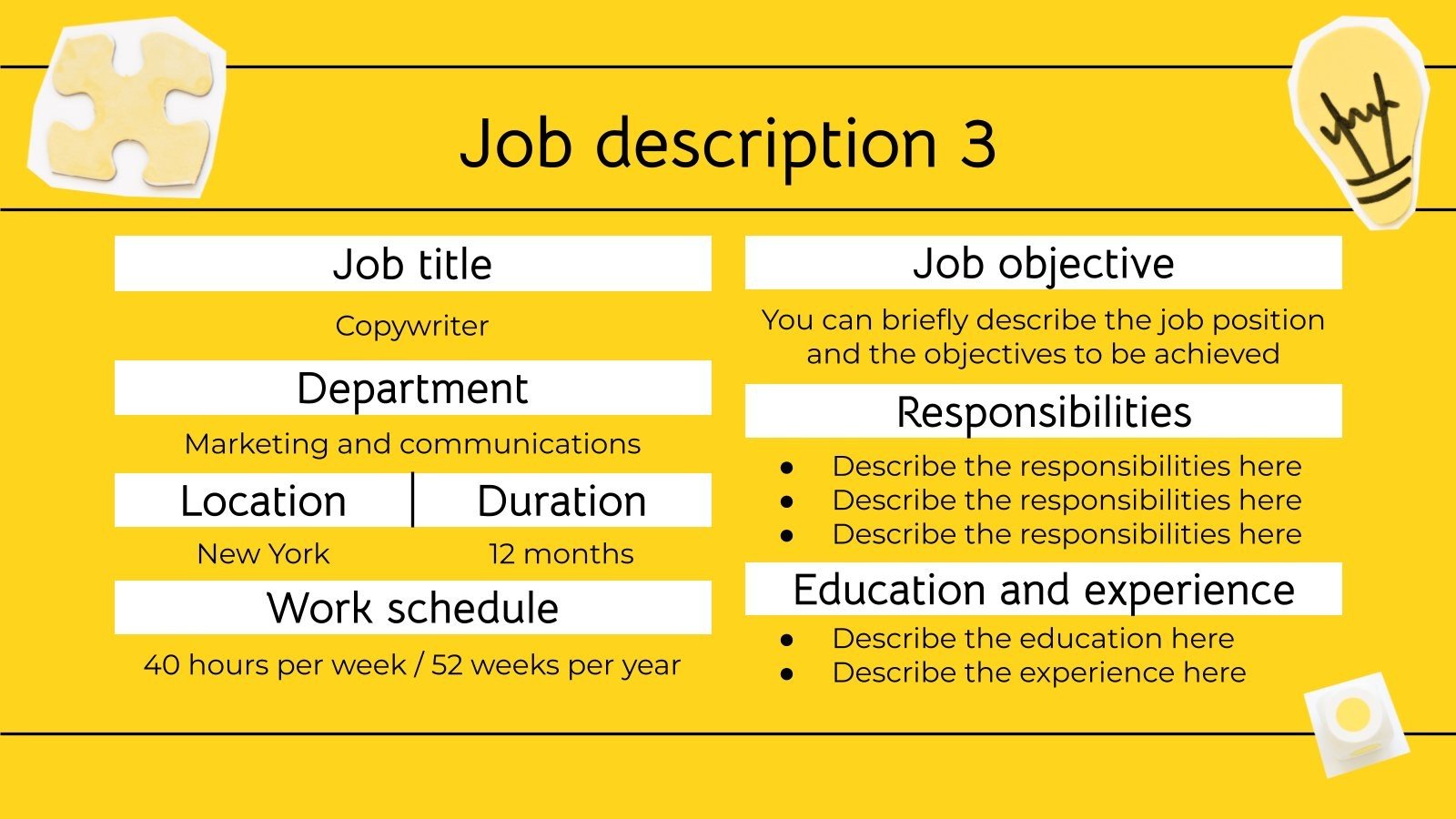 Copywriting Job Descriptions | Google Slides & PowerPoint