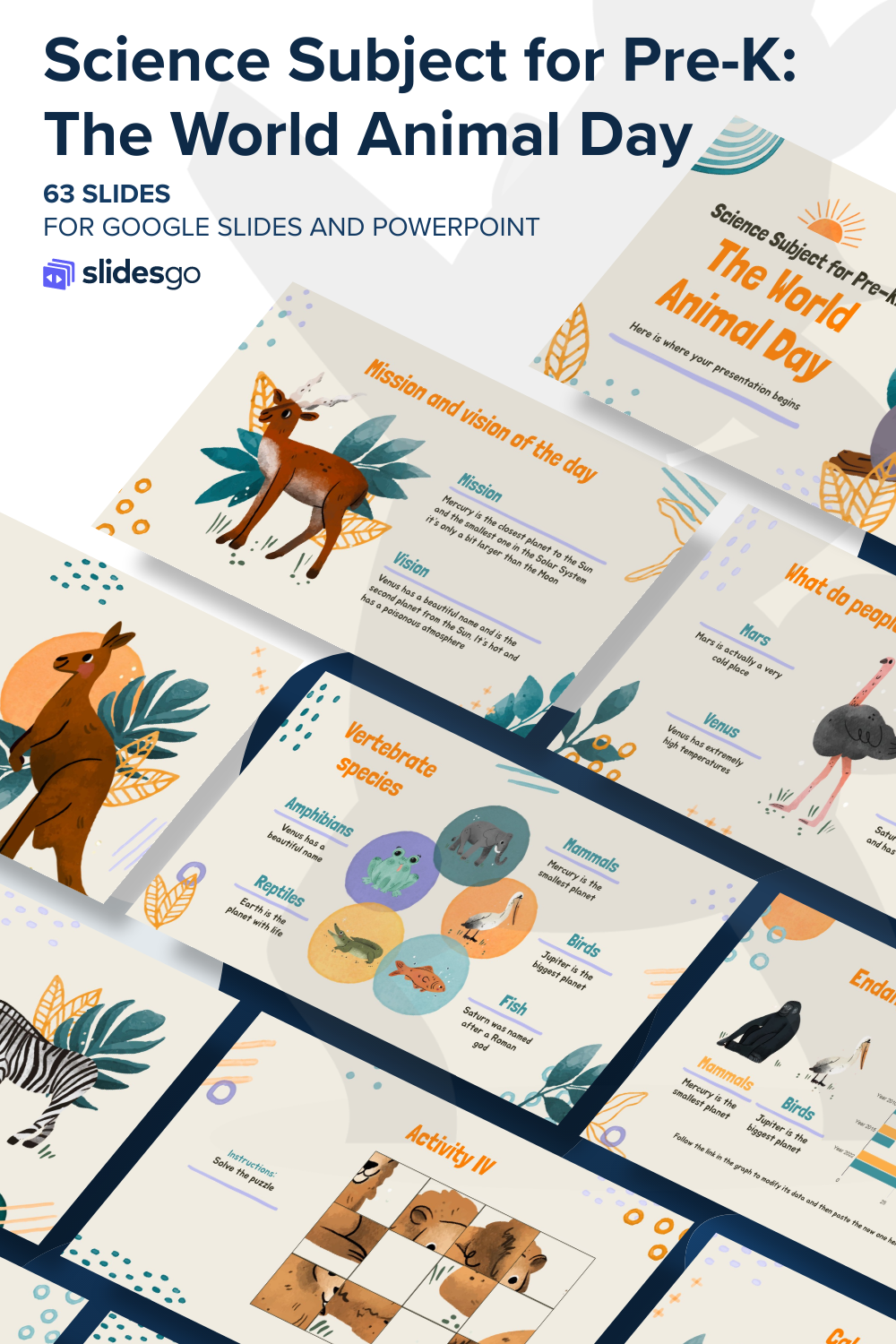 Science Subject for Pre-K: World Animal Day | Google Slides