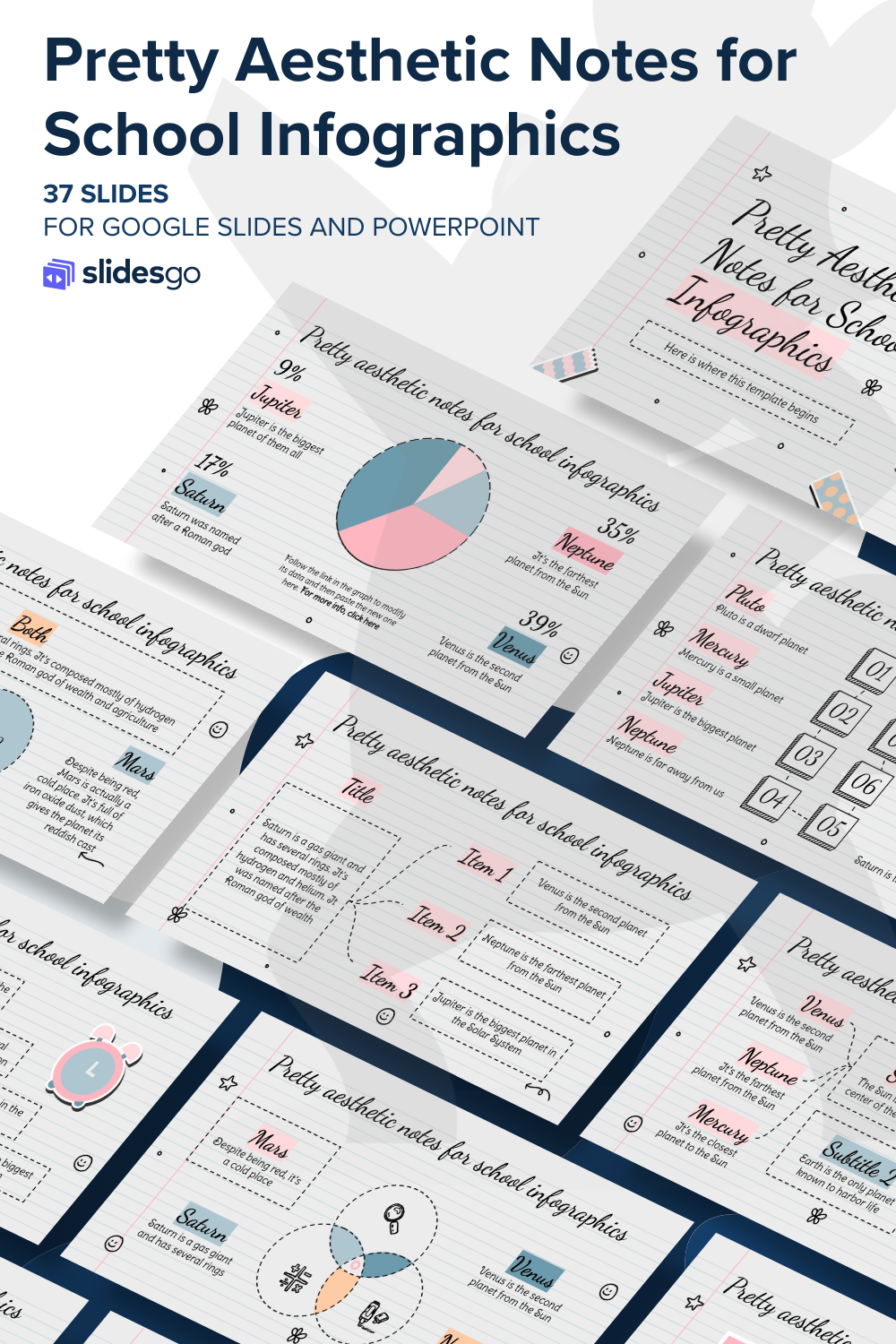 Pretty Aesthetic Notes for School Infographics | Google Slides