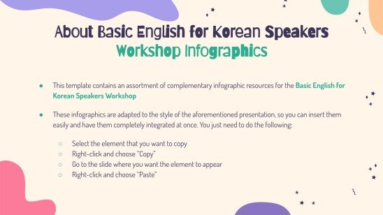 Basic English for Korean Speakers Workshop Infographics