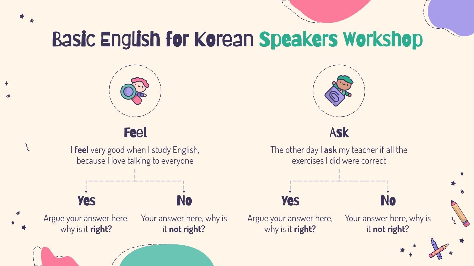 Basic English for Korean Speakers Workshop Infographics