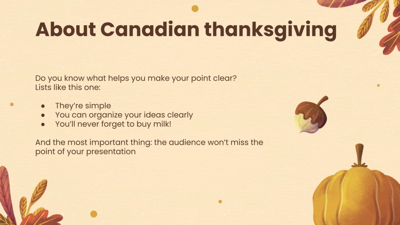MK Plan for Canadian Thanksgiving Day | Google Slides and PPT