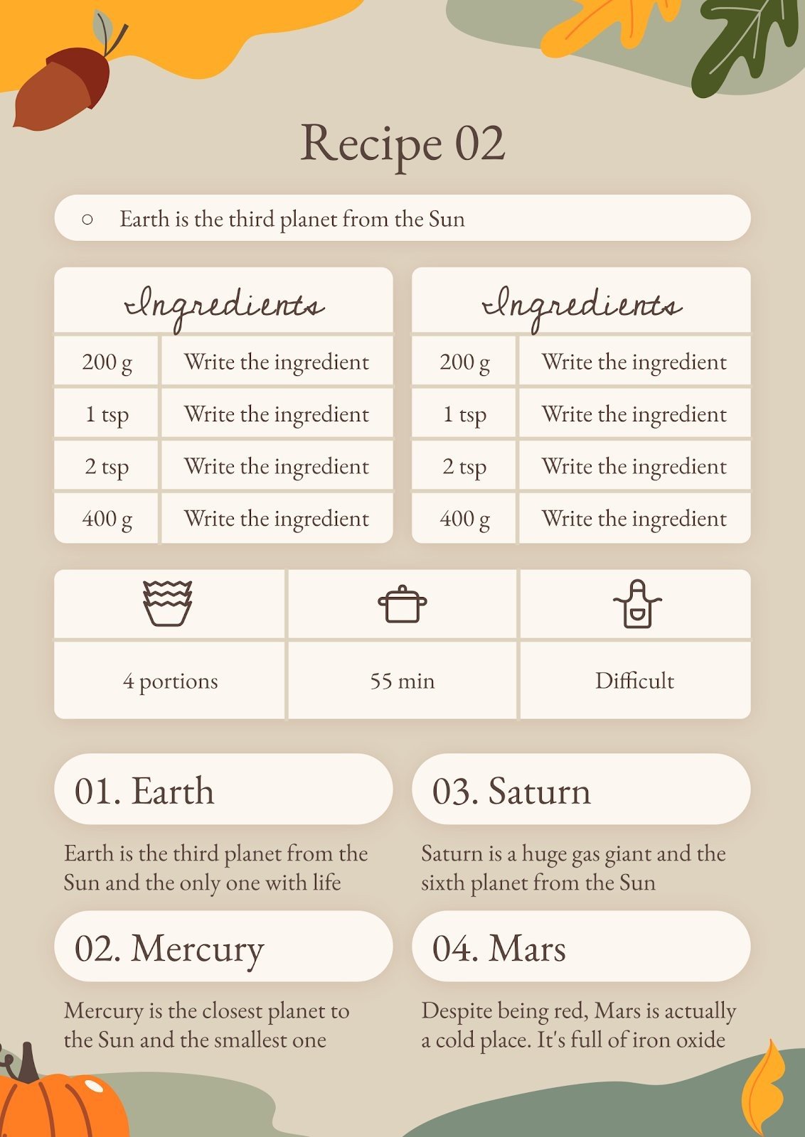 Cookbook for Canadian Thanksgiving Day | Google Slides and PPT