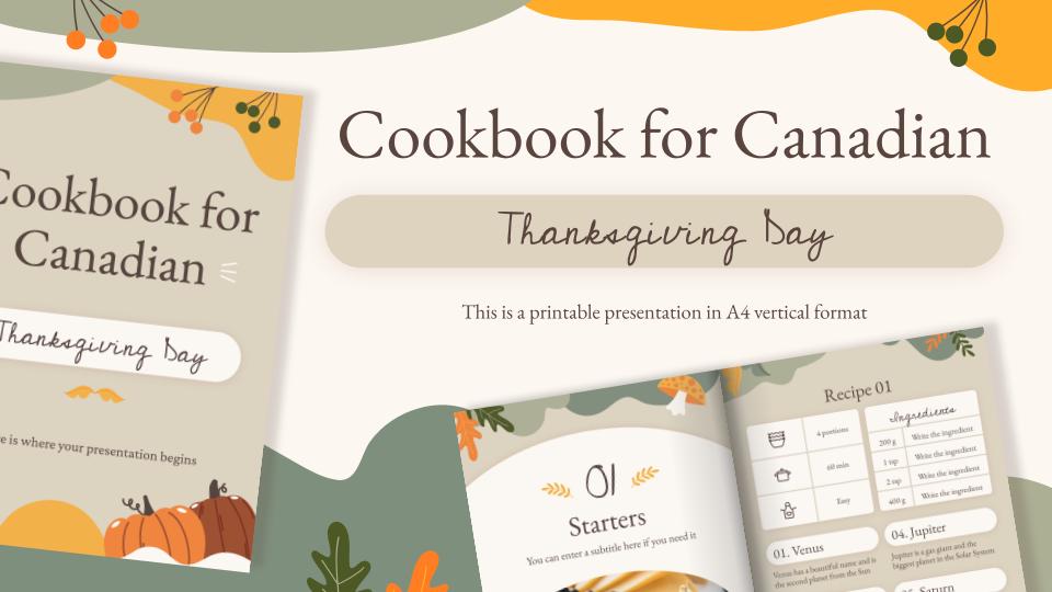 Cookbook for Canadian Thanksgiving Day | Google Slides and PPT
