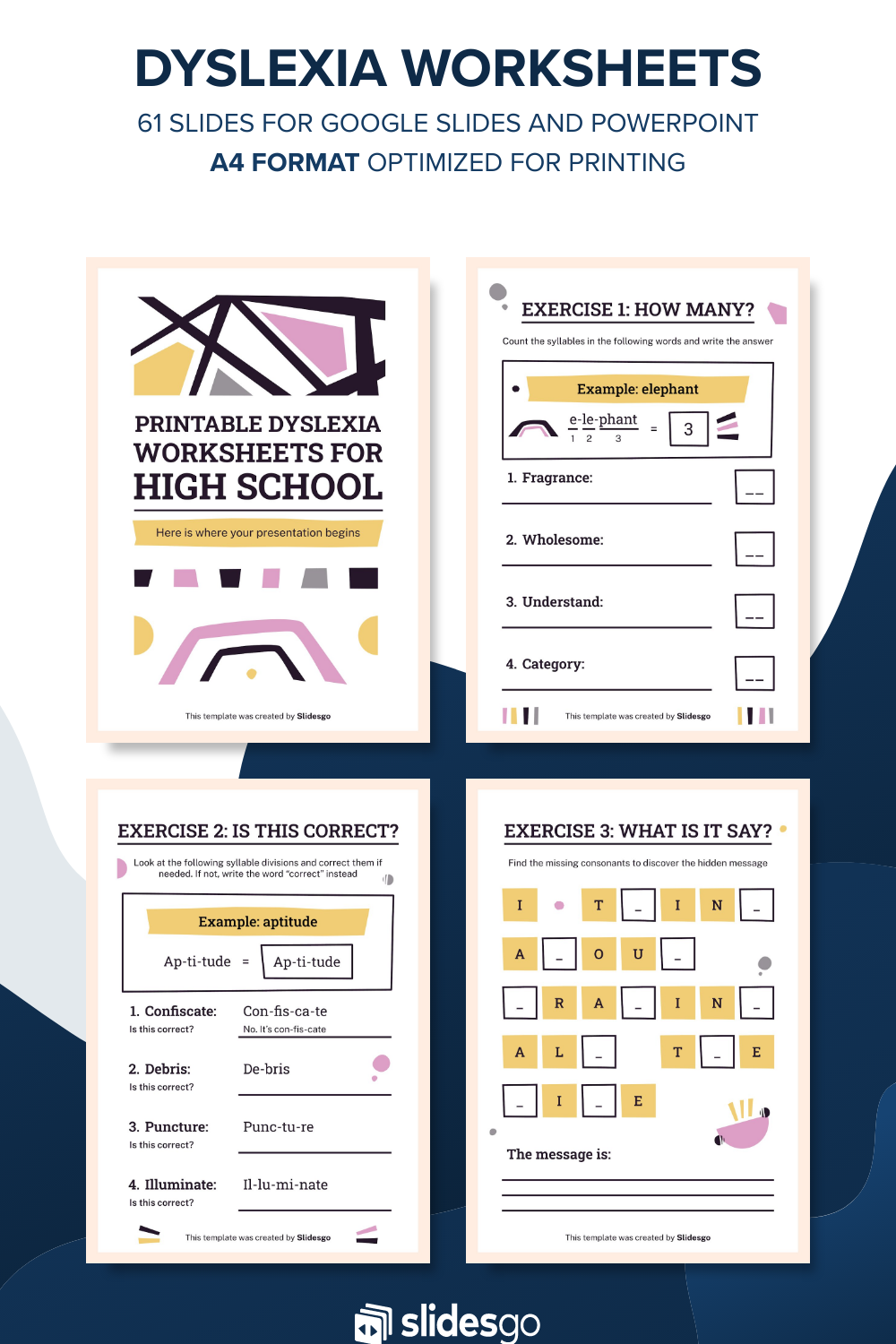 Printable Dyslexia Worksheets for High School | Google Slides