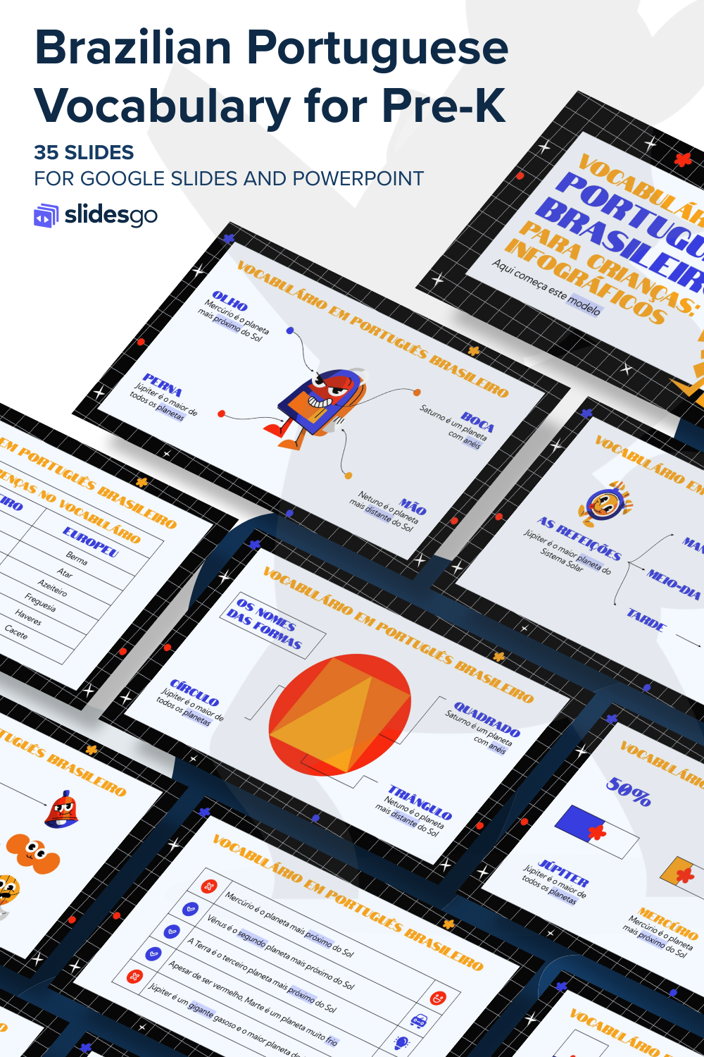 Brazilian Portuguese Vocabulary for Pre-K Infographics