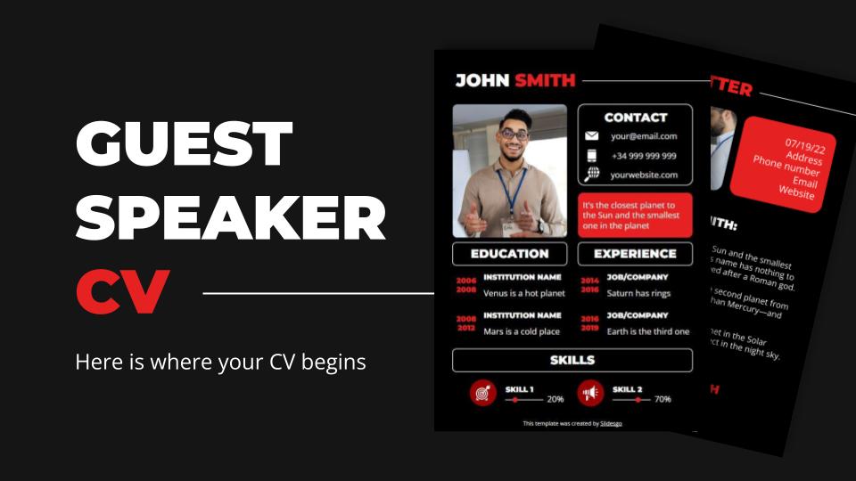 Guest Speaker CV | Google Slides & PowerPoint template