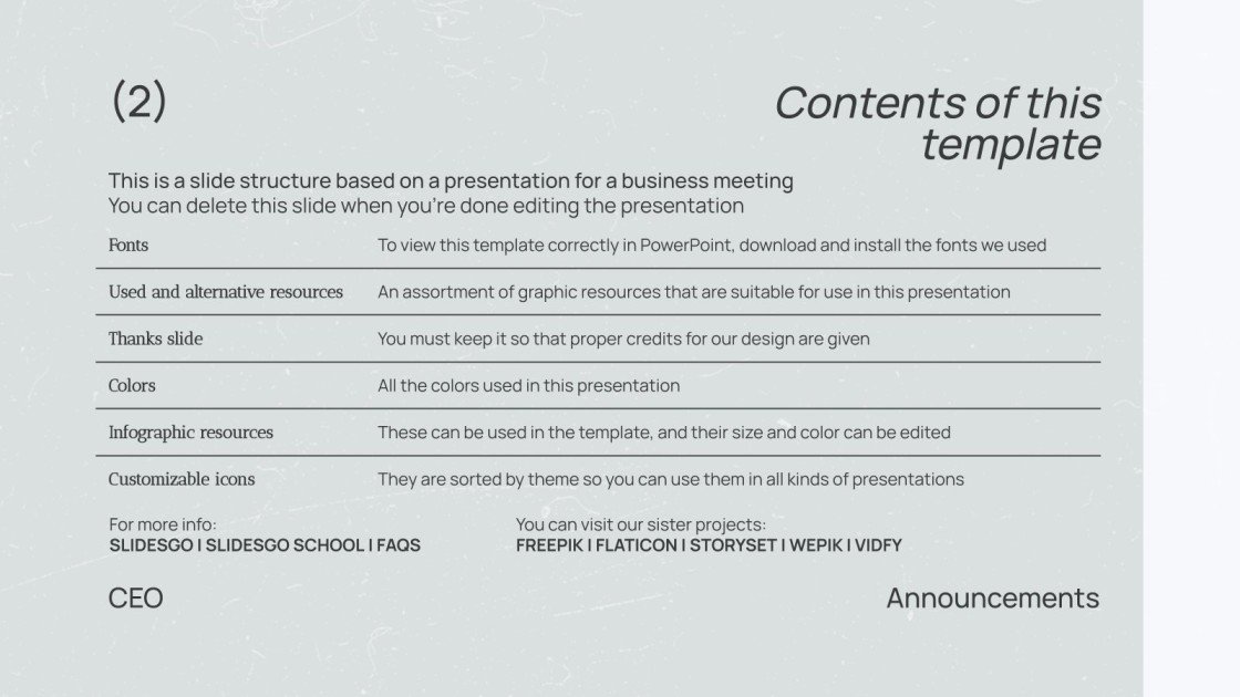 CEO Announcements Business Meeting | Google Slides & PPT