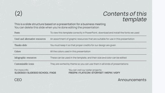 CEO Announcements Business Meeting | Google Slides & PPT