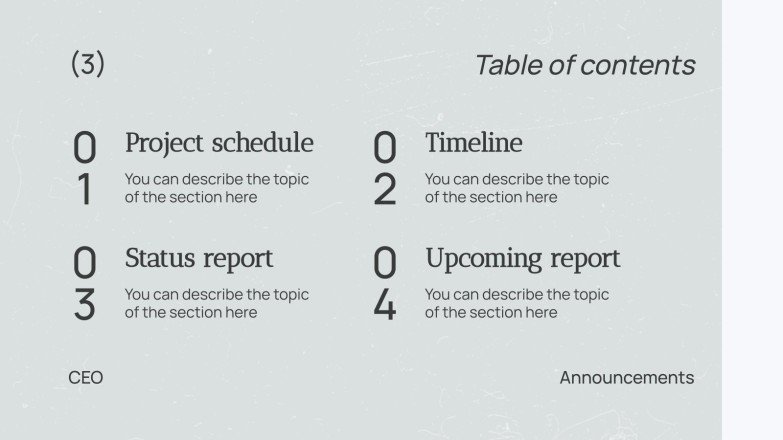 CEO Announcements Business Meeting | Google Slides & PPT