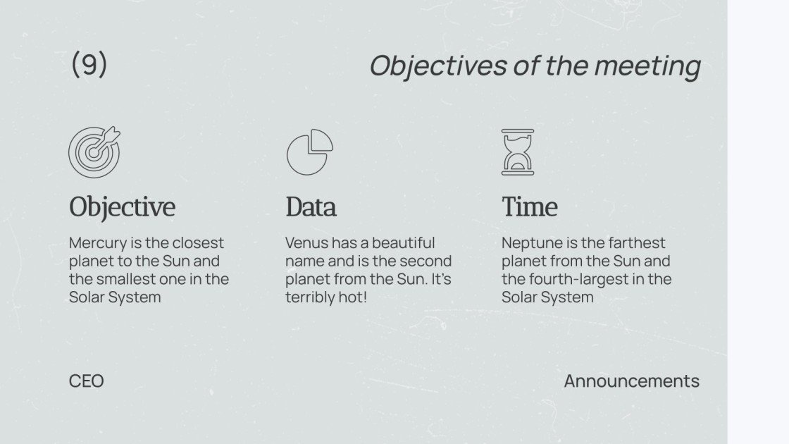 CEO Announcements Business Meeting | Google Slides & PPT