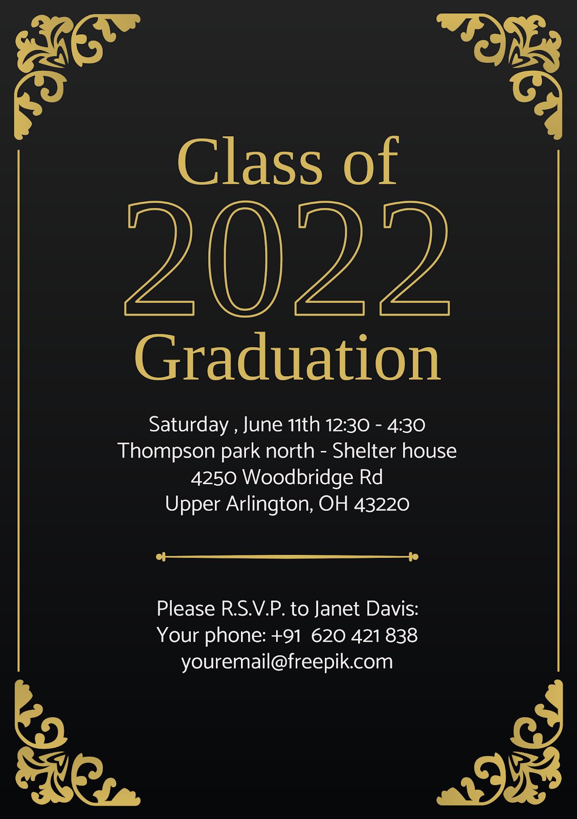 Invitaciones de graduación imprimibles para la universidad