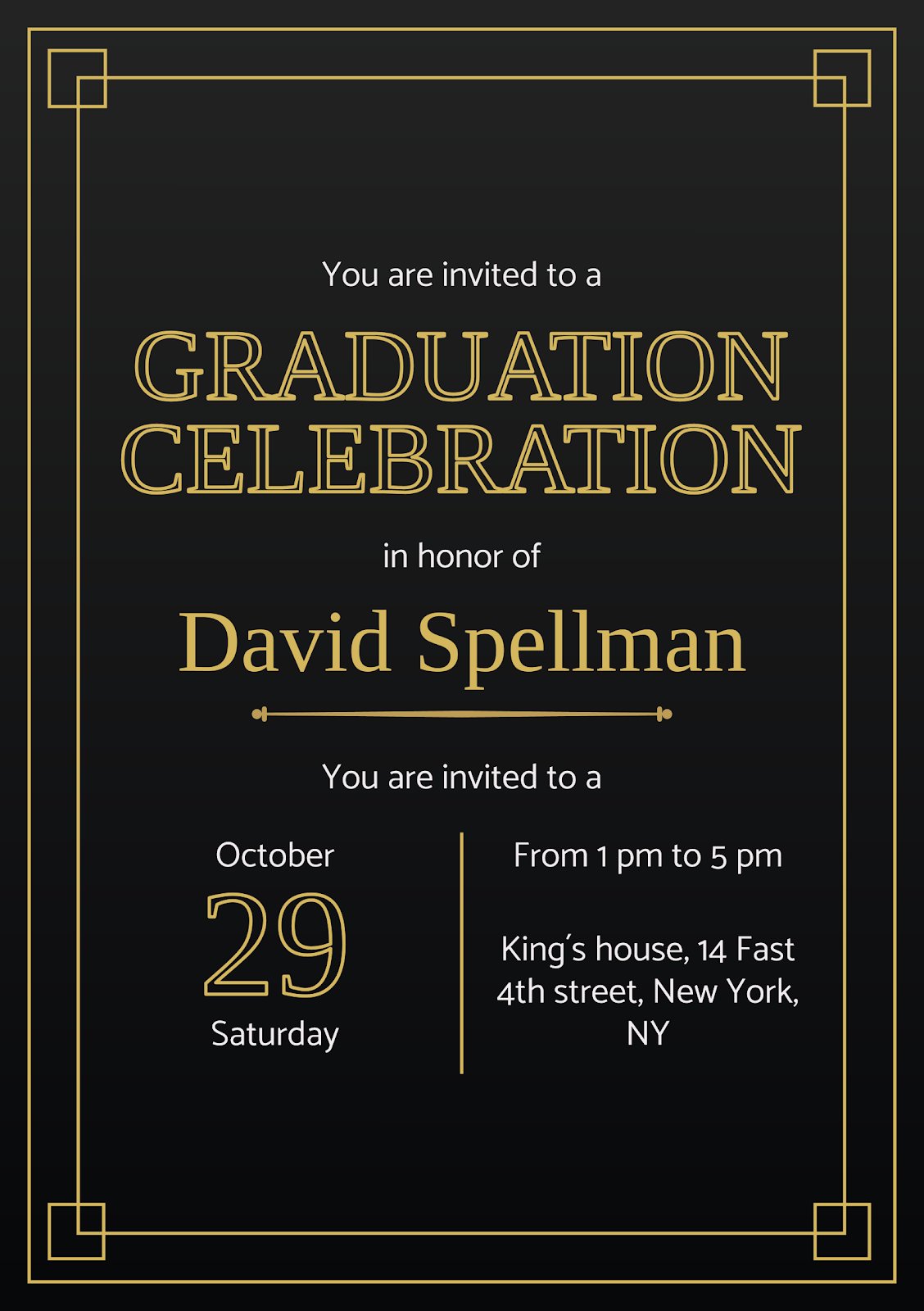 Invitaciones de graduación imprimibles para la universidad