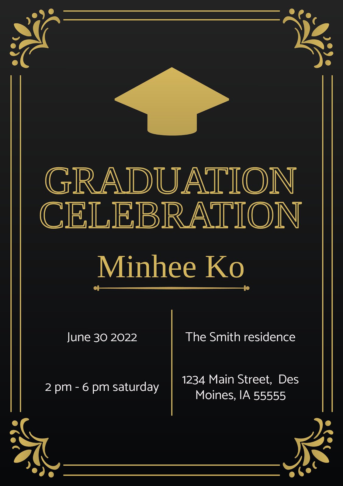 Invitaciones de graduación imprimibles para la universidad