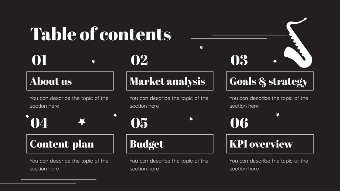 Jazz Concert MK Plan | Google Slides and PowerPoint