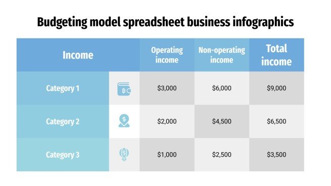 Budgeting Model Spreadsheet Business Infographics