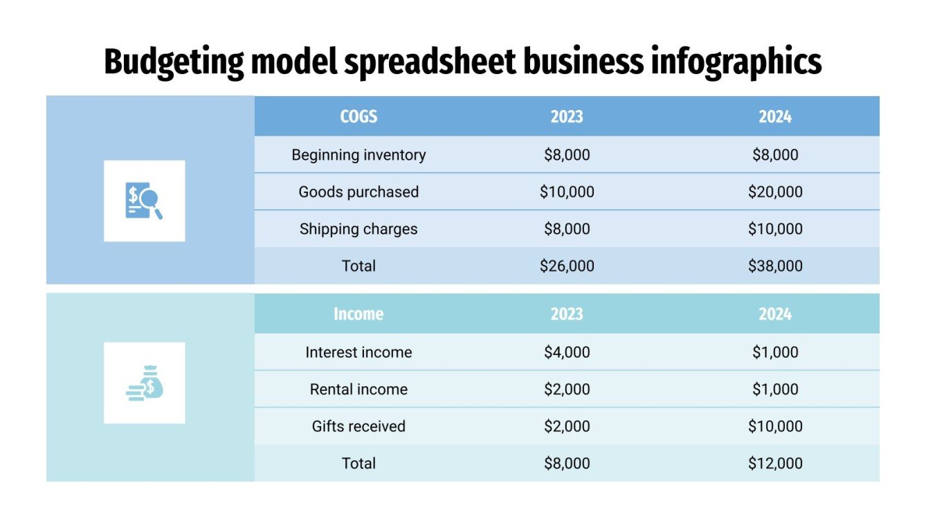 Budgeting Model Spreadsheet Business Infographics