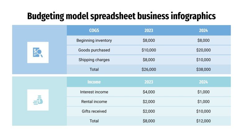 Budgeting Model Spreadsheet Business Infographics