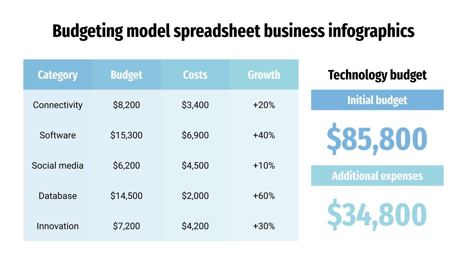 Budgeting Model Spreadsheet Business Infographics