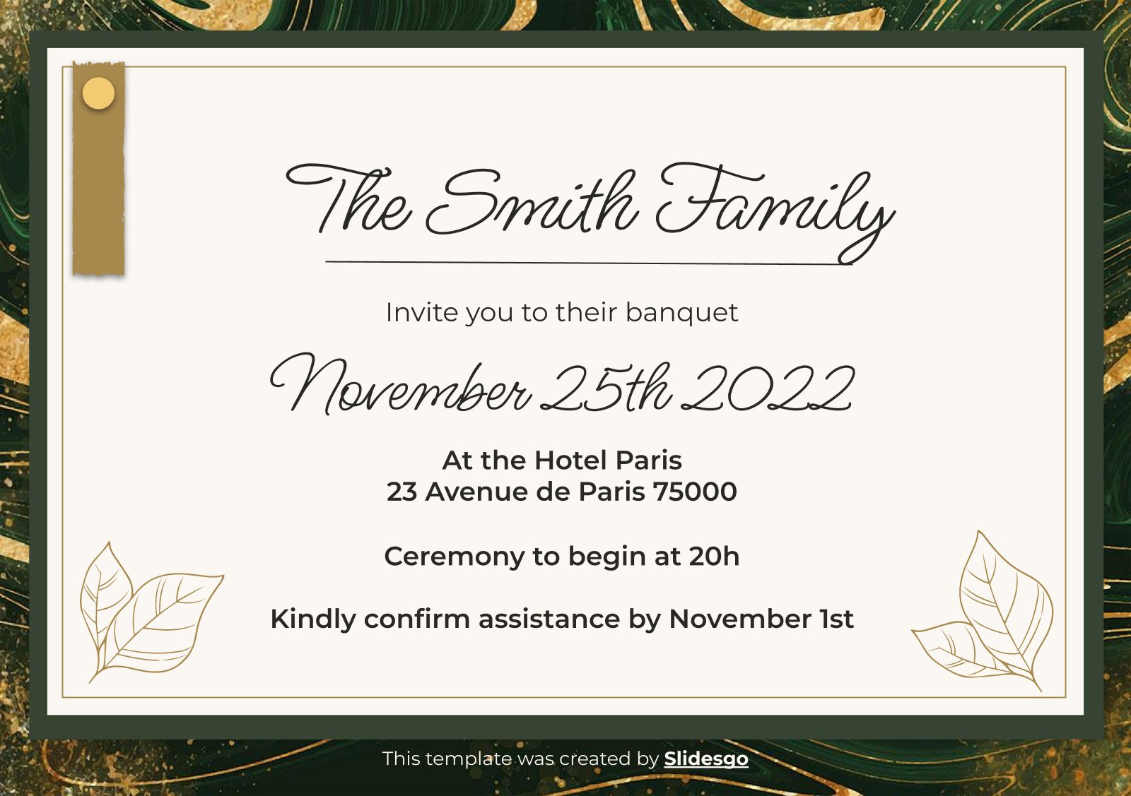 Luxury Banquet Invitations | Google Slides and PowerPoint