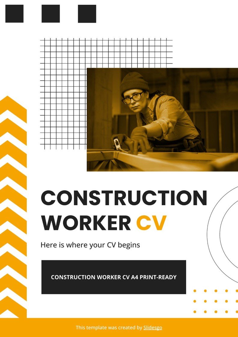 Construction Worker CV | Google Slides and PowerPoint