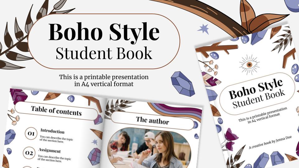 Boho Style Student Book | Google Slides & PowerPoint
