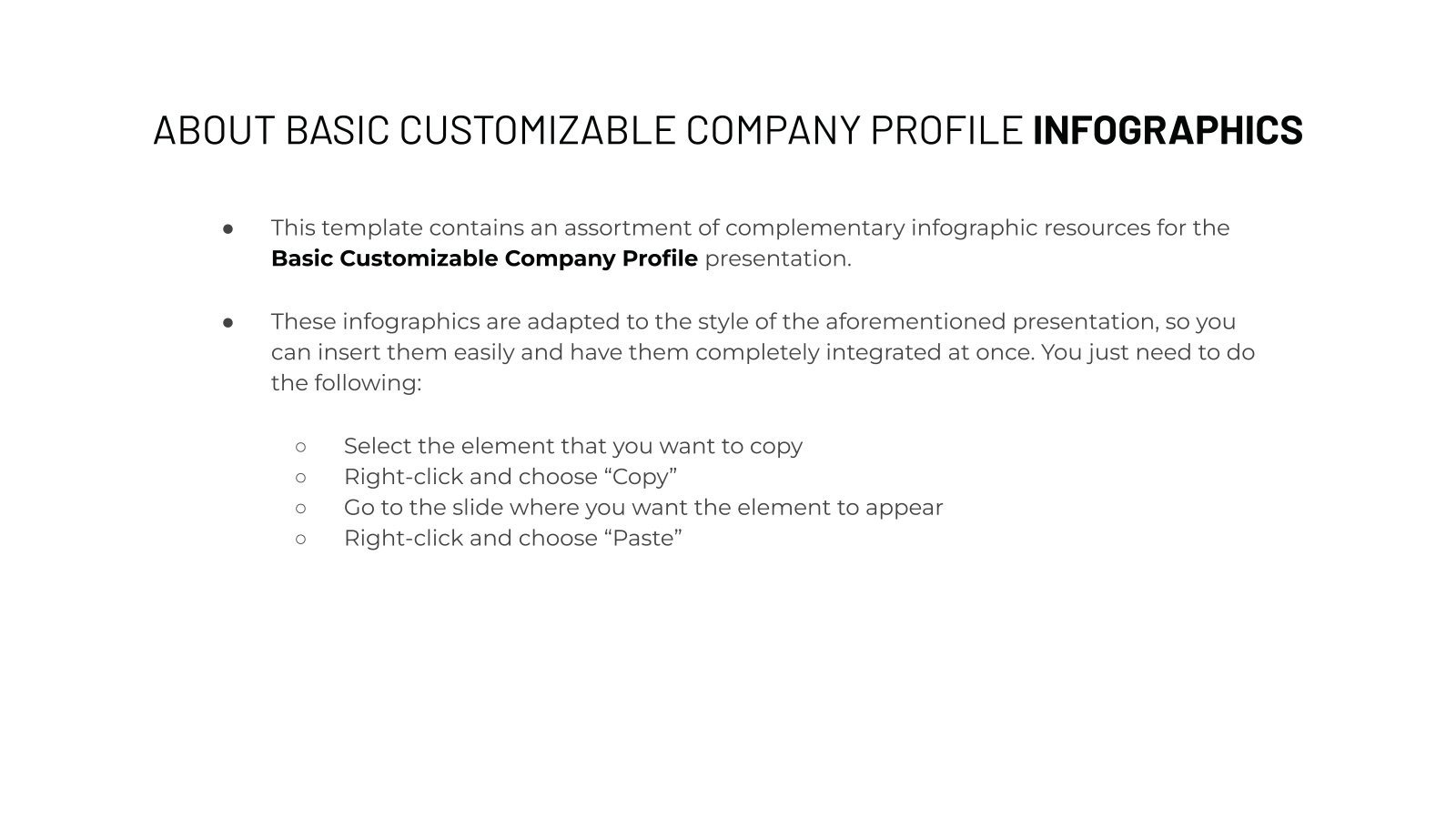 Basic Customizable Company Profile Infographics | Google Slides