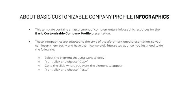 Basic Customizable Company Profile Infographics | Google Slides