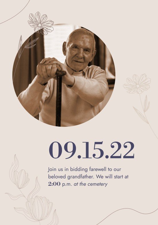 Memorial Service Printable Invitations | Google Slides and PPT