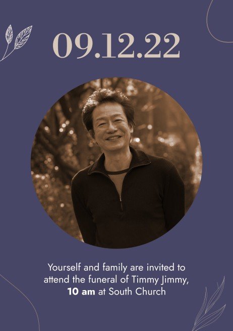 Memorial Service Printable Invitations | Google Slides and PPT