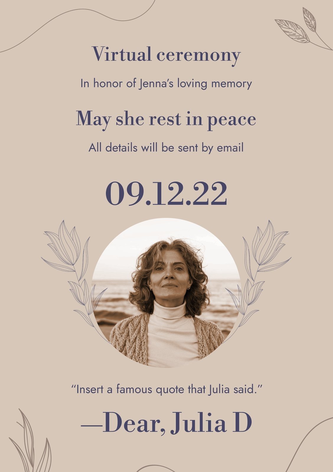 Memorial Service Printable Invitations | Google Slides and PPT