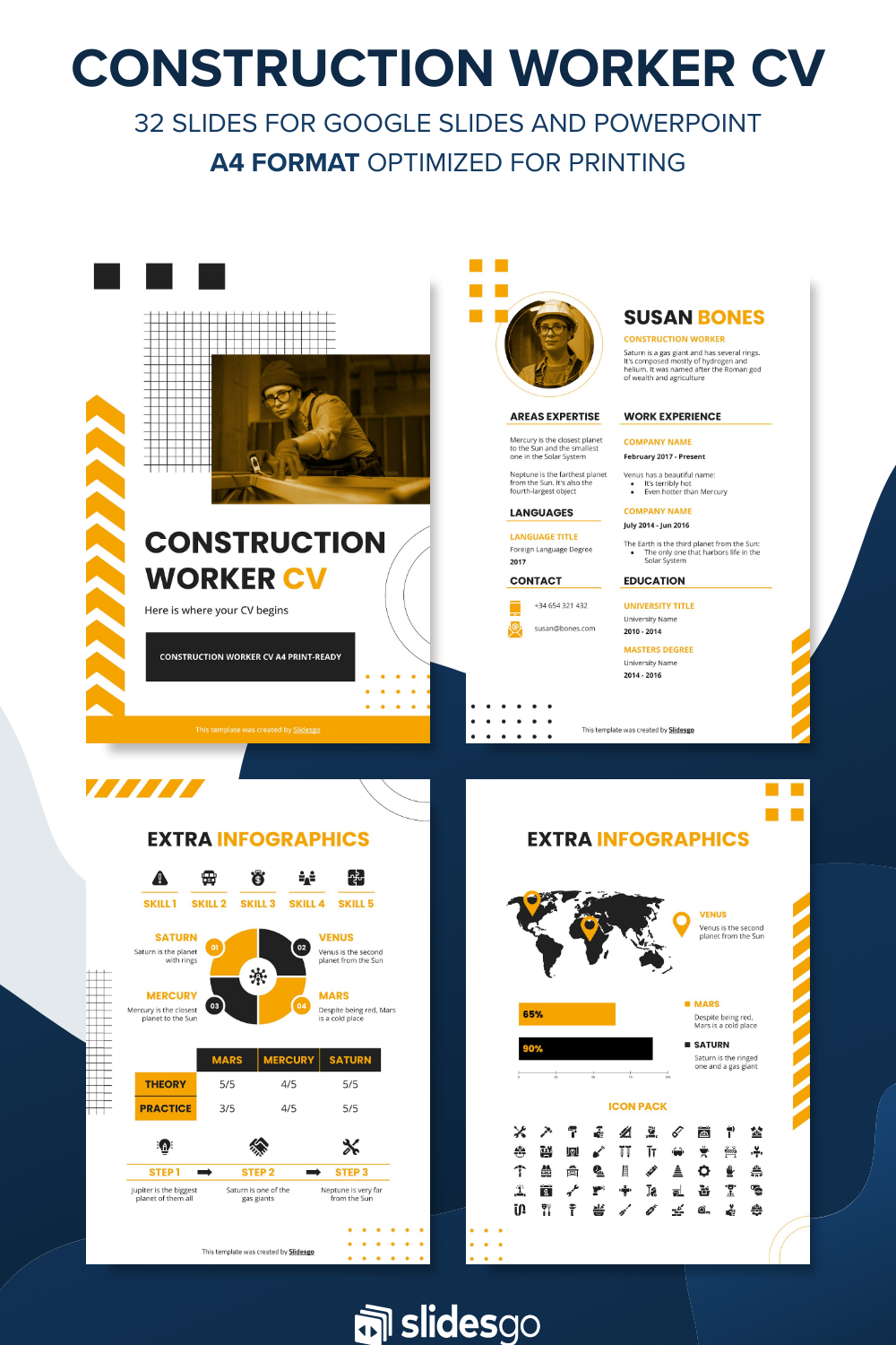 Construction Worker CV | Google Slides and PowerPoint