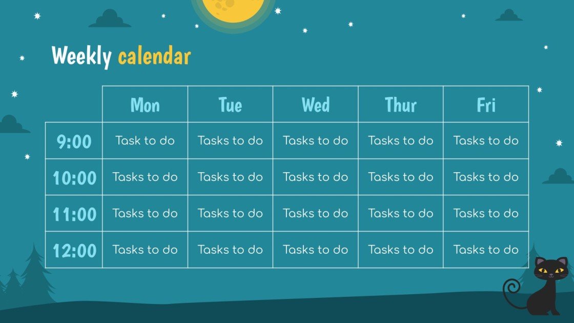 Kitty Personal Organizer for Middle School: Black Cat Day