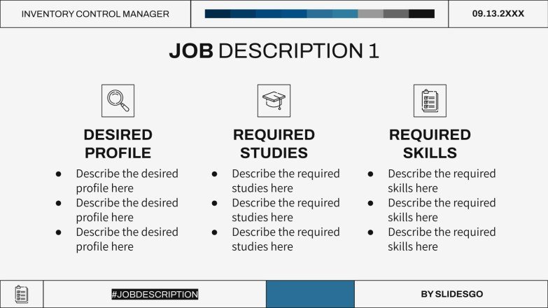 Inventory Control Manager Job Description | Google Slides