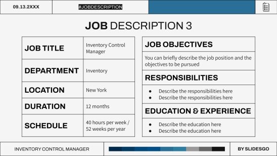 Inventory Control Manager Job Description | Google Slides
