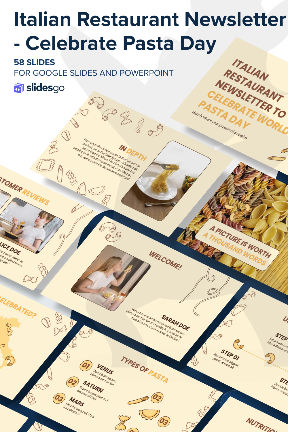 Newsletter for World Pasta Day | Google Slides & PowerPoint