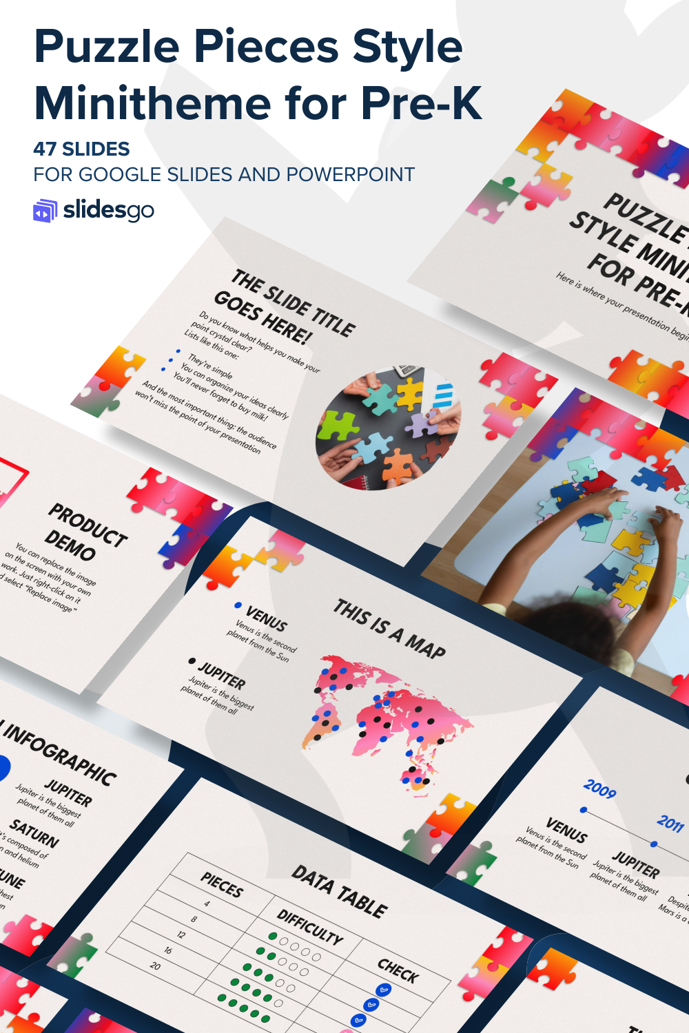 Puzzle Pieces Style Minitheme for Pre-K | Google Slides & PPT