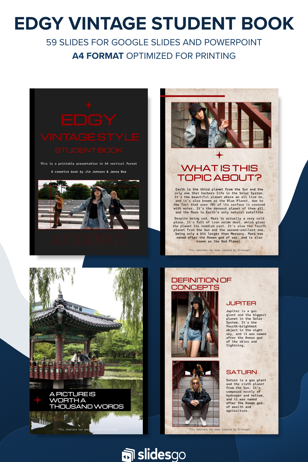 Edgy Vintage Style Student Book | Google Slides & PowerPoint