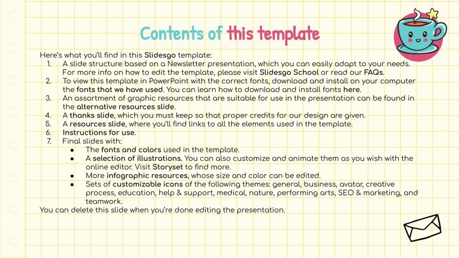 Kawaii Hand Drawn Style Newsletter | Google Slides & PPT