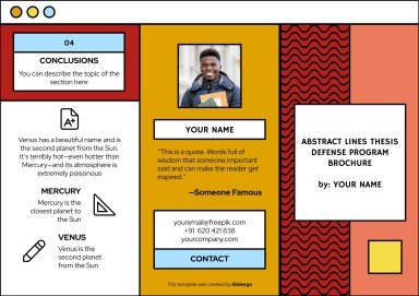 Abstract Lines Thesis Defense Program Brochure | Google Slides