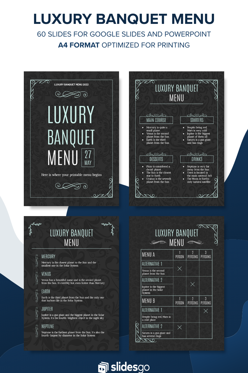 Luxury Banquet Menu | Google Slides & PowerPoint template